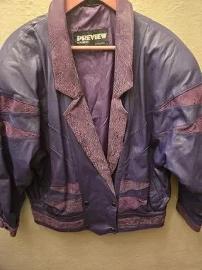 Vintage | Jackets & Coats | Vintage Preview Purple Leather Jacket Snake ...